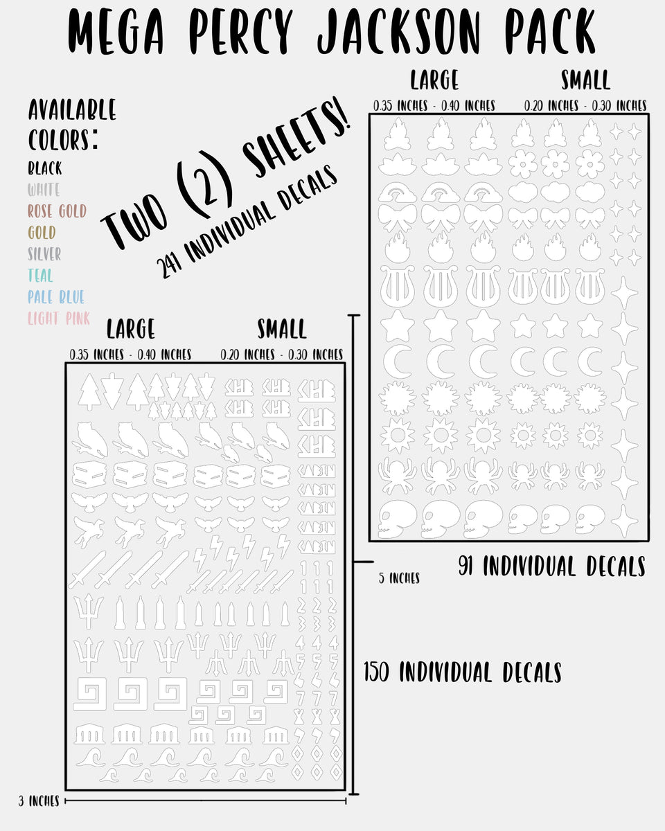 MEGA Percy Jackson Pack - Nail Decal Sticker Sheet Decals Simple PJO a ...