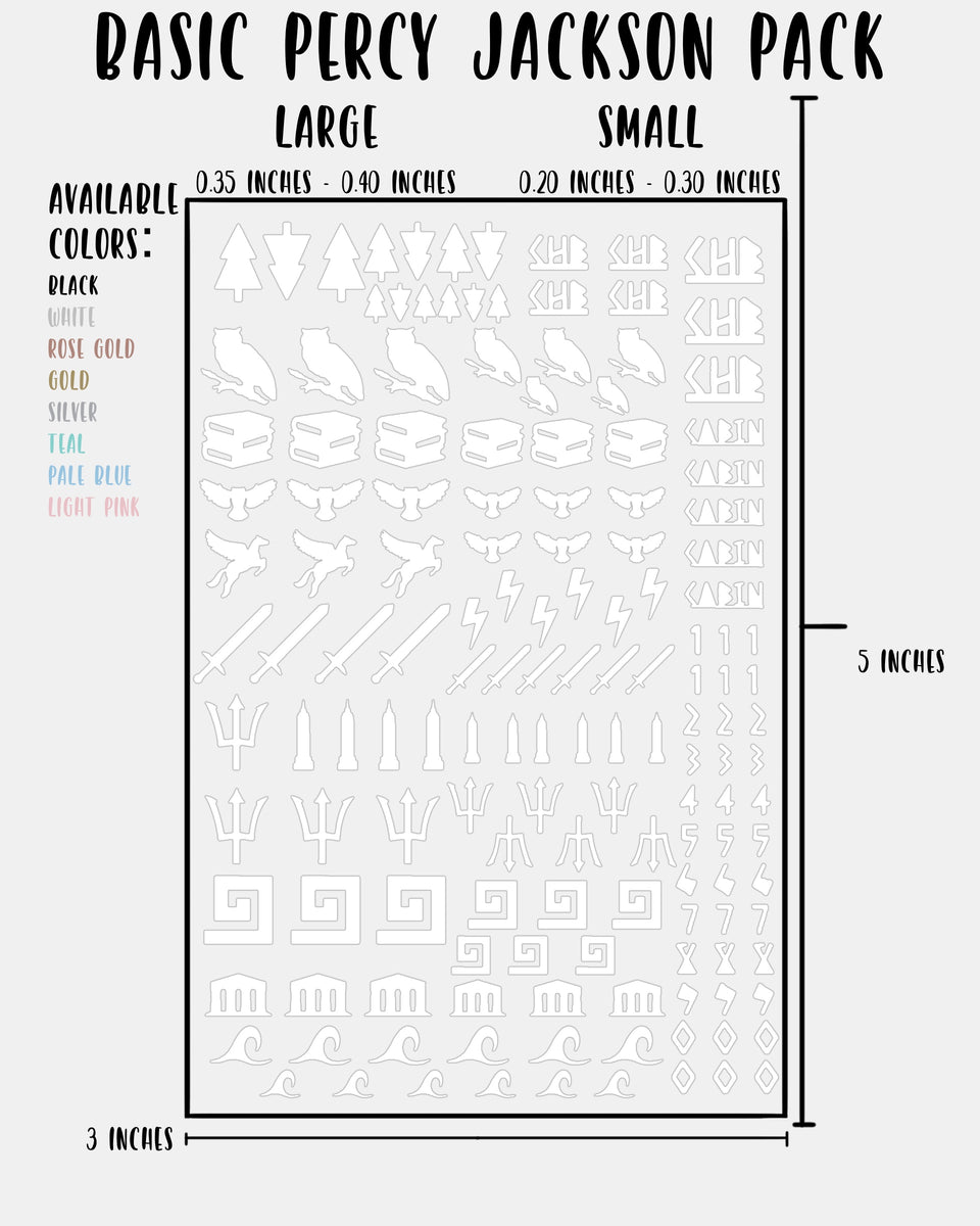 BASIC Percy Jackson Pack - Nail Decal Sticker Sheet Decals Simple PJO ...