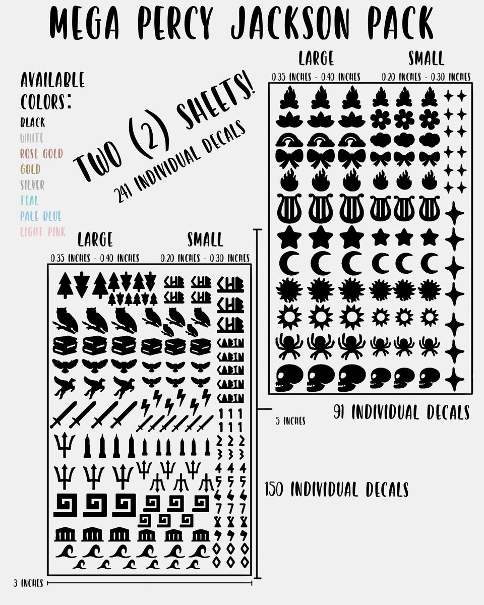 MEGA Percy Jackson Pack - Nail Decal Sticker Sheet Decals Simple PJO a ...