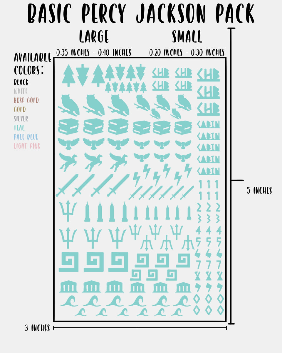 BASIC Percy Jackson Pack - Nail Decal Sticker Sheet Decals Simple PJO ...